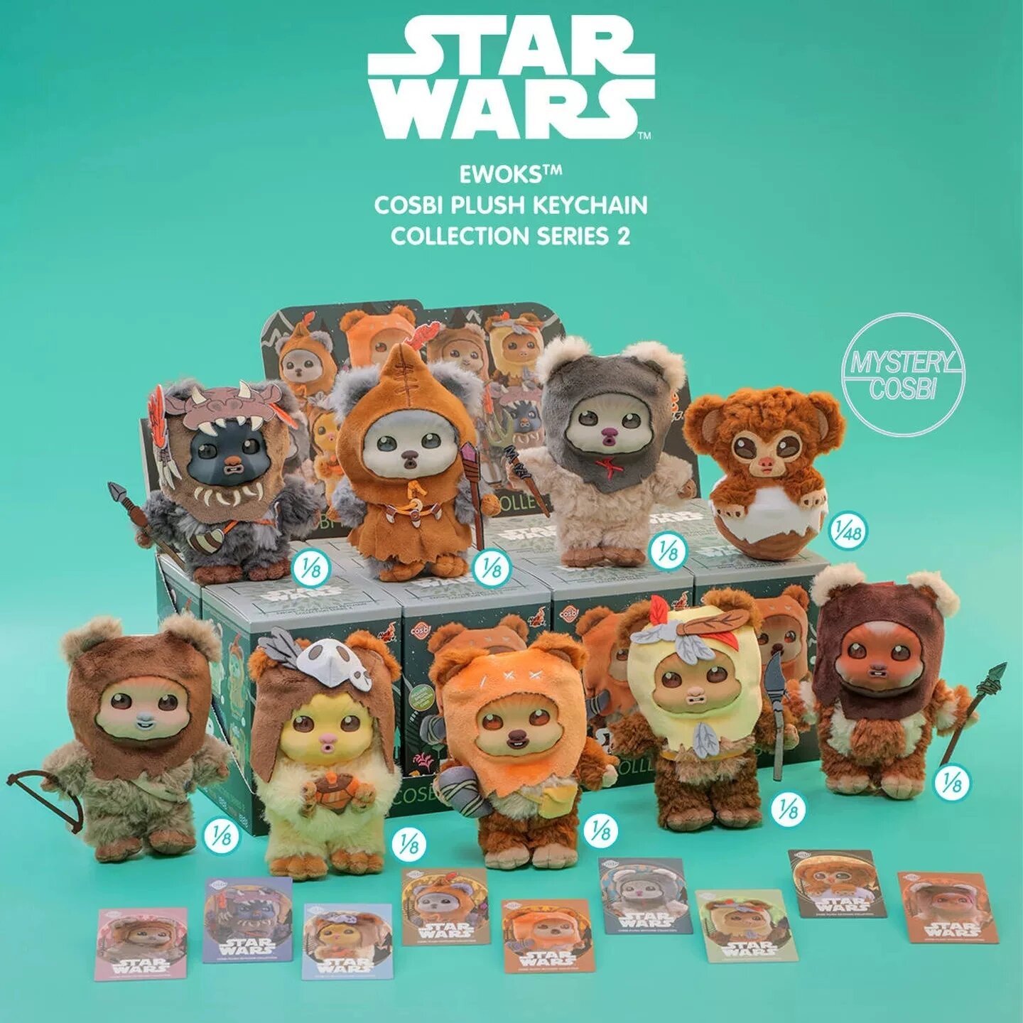 Hot Toys Star Wars Ewoks Cosbi Series 2 Виниловая кукла Коричневый, 8PCS Whole Set