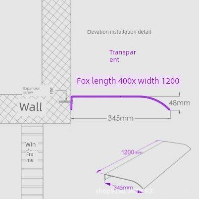 Прозрачный дождезащитный навес для стены 40x120 см, боковая установка для сада и наружных стен