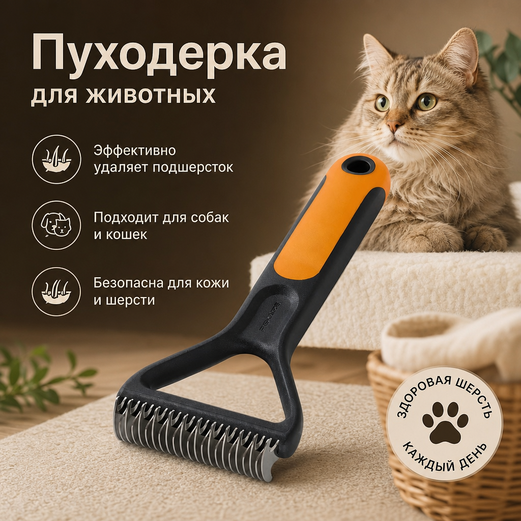 Профессиональная щетка для груминга собак, профессиональный уход, снижает линьку, распутывает колтуны