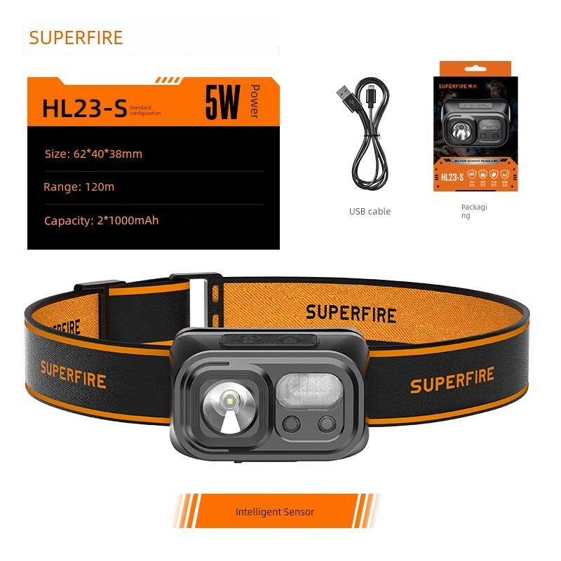 Налобный фонарь Supfire Shenhuo HL06 с датчиком освещенности, перезаряжаемый, для активного отдыха, ночной рыбалки,