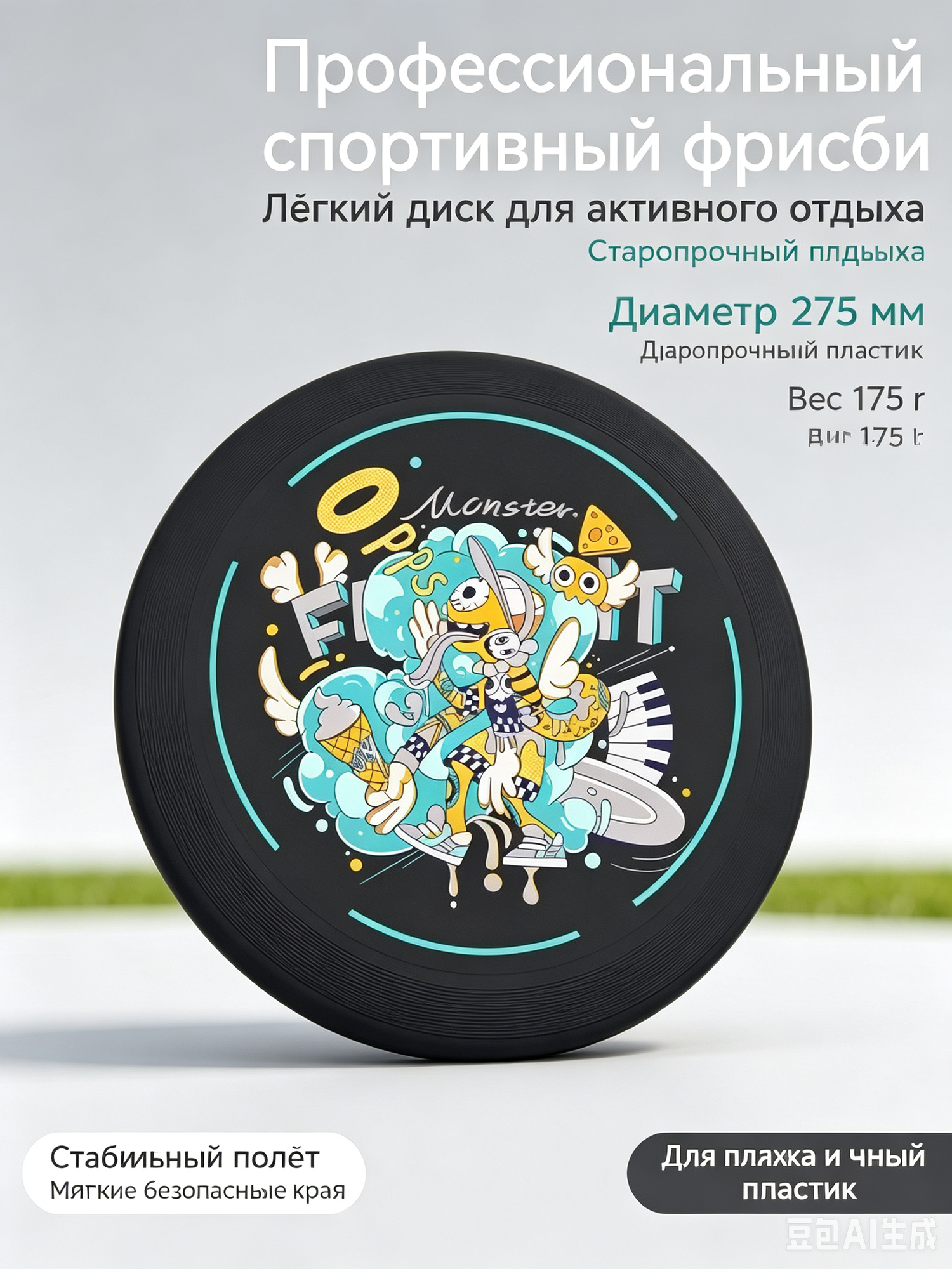 Легкий прочный пластиковый фрисби для активного отдыха на пляже, пикников, дачи и спортивных игр всей семьей