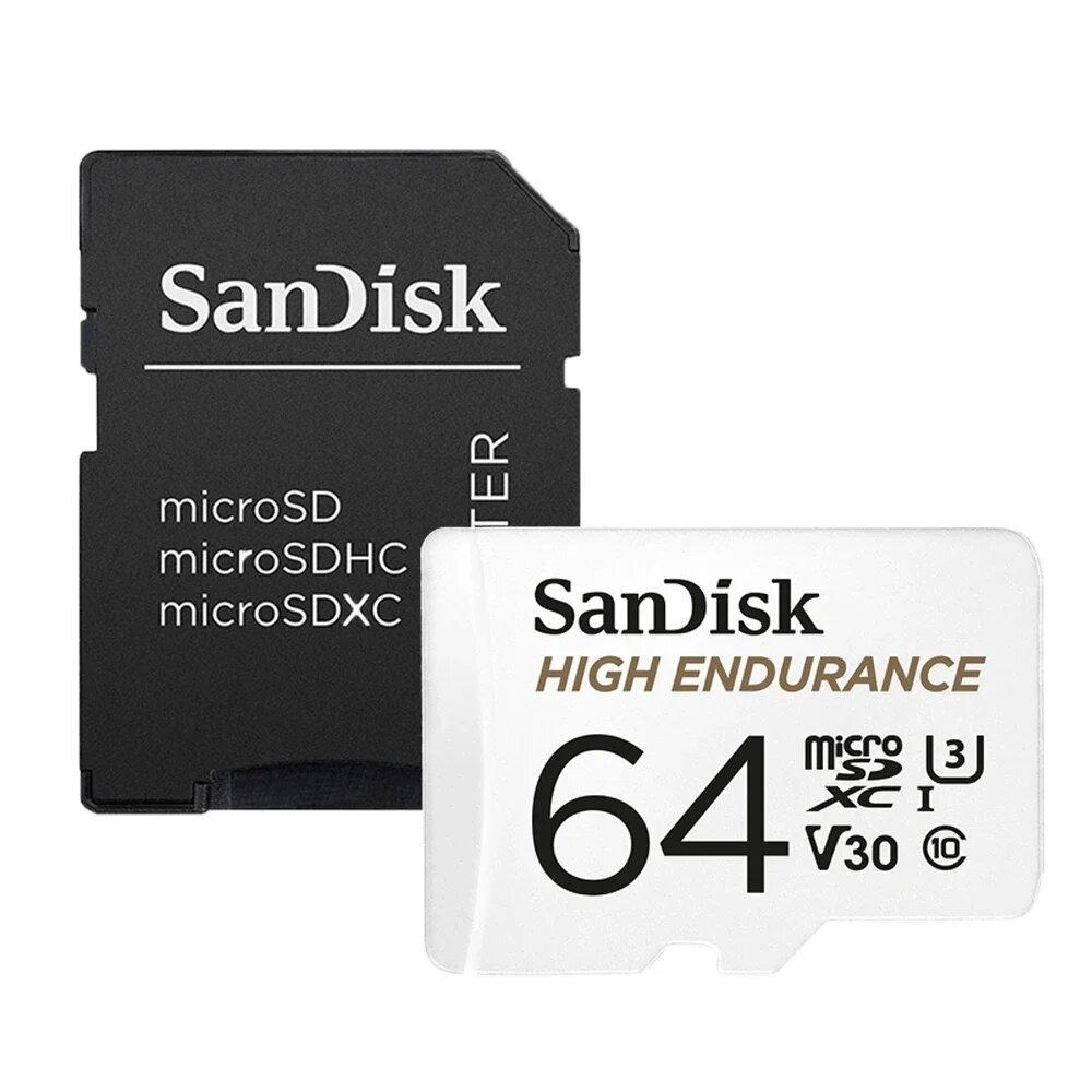 SanDisk High Endurance microSD карта памяти для видеорегистратора 64GB-adapter
