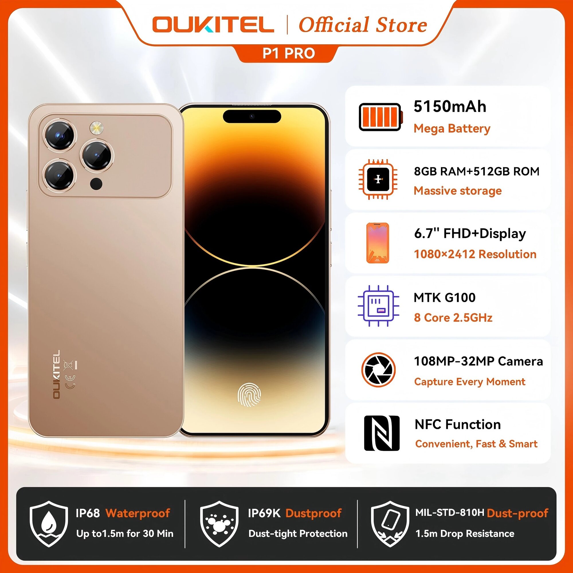 Смартфон Oukitel P1 Pro, 8/512ГБ, global