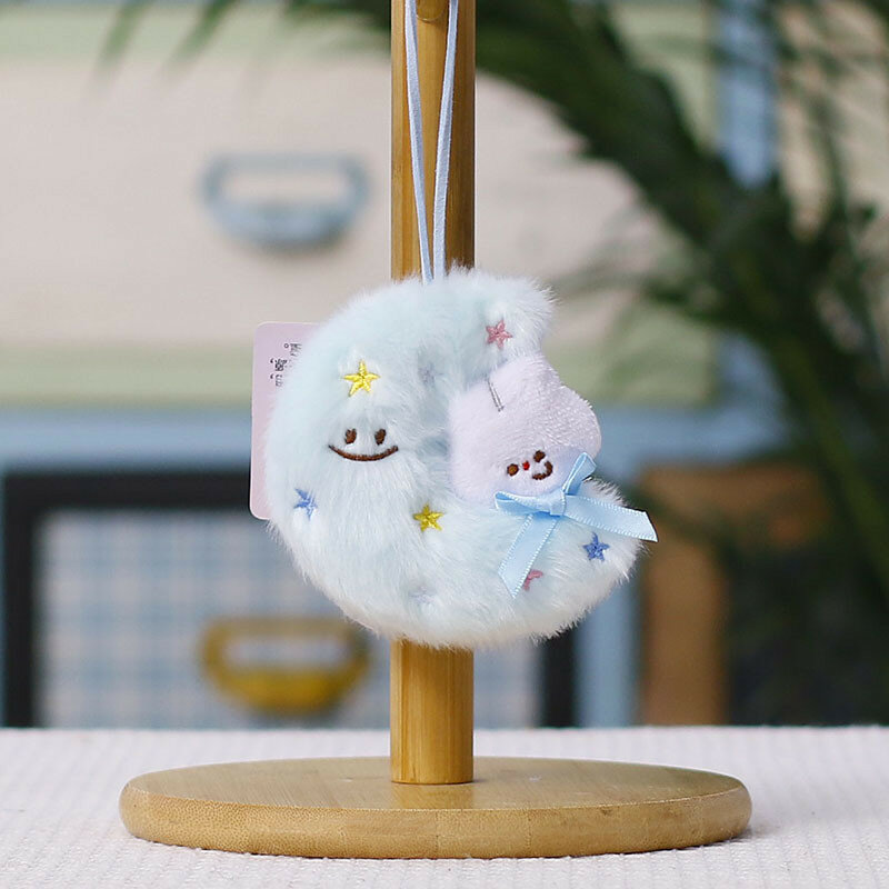 Adorable moon plush doll with keyring for teen gift and bag decoration bluemoon