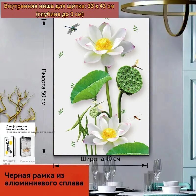 Декоративная крышка электросчетчика 40х50 см алюминиевая рамка левосторонняя