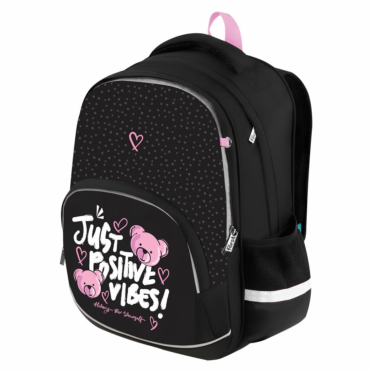 Рюкзак школьный Forst Comfort "Just Positive" 39x28x13см, 2 отделения, 3 кармана, анатомическая спинка (AB_CM67552)