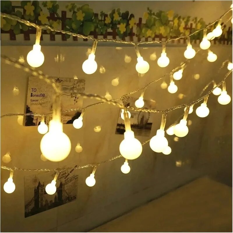 LED гирлянда шаровая Warm, 10м, USB-6M 40LEDs