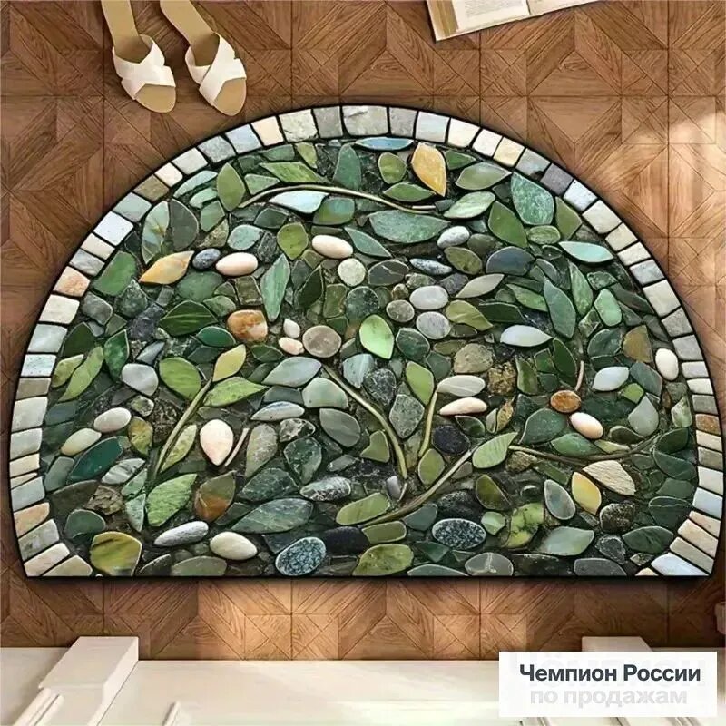 Коврик 60x90 см, полукруглый, цвет FFDT1002 Yellow, с рисунком "Камень"