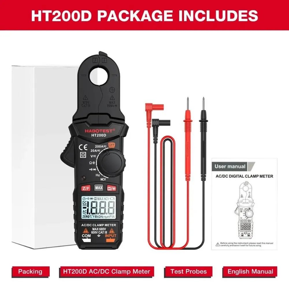 HABOTEST HT200D универсальный измерительный прибор AC / DC200A