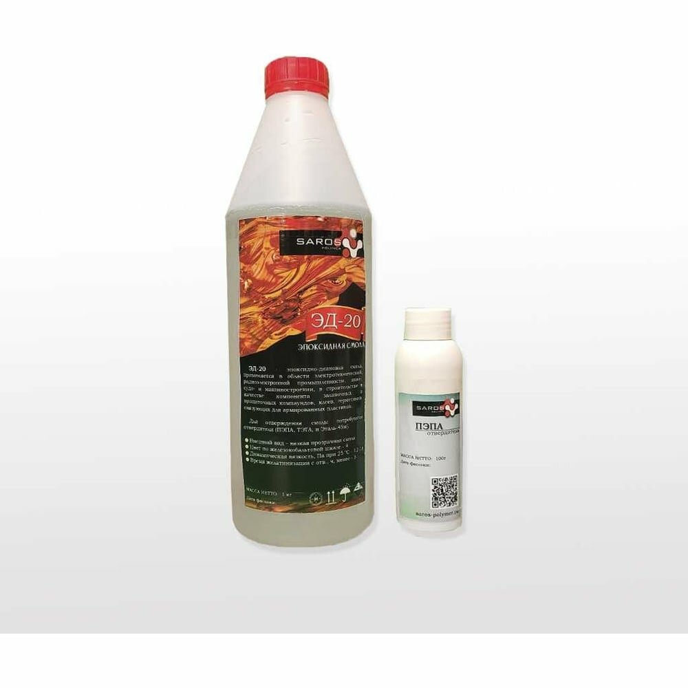 Эпоксидная смола Saros Polymer ЭД-20 1000 г + пэпа 100 г 001009