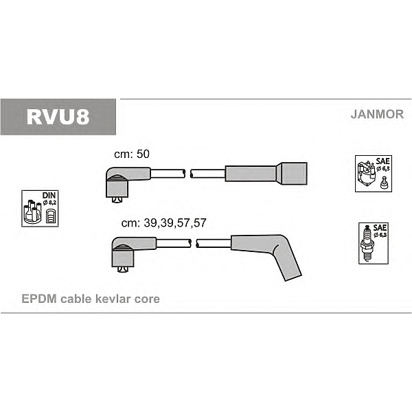 JANMOR RVU8 (GHT287 / RVU8_JM) к-кт проводов\ rover 200 1.1 / 1.4i 95-00