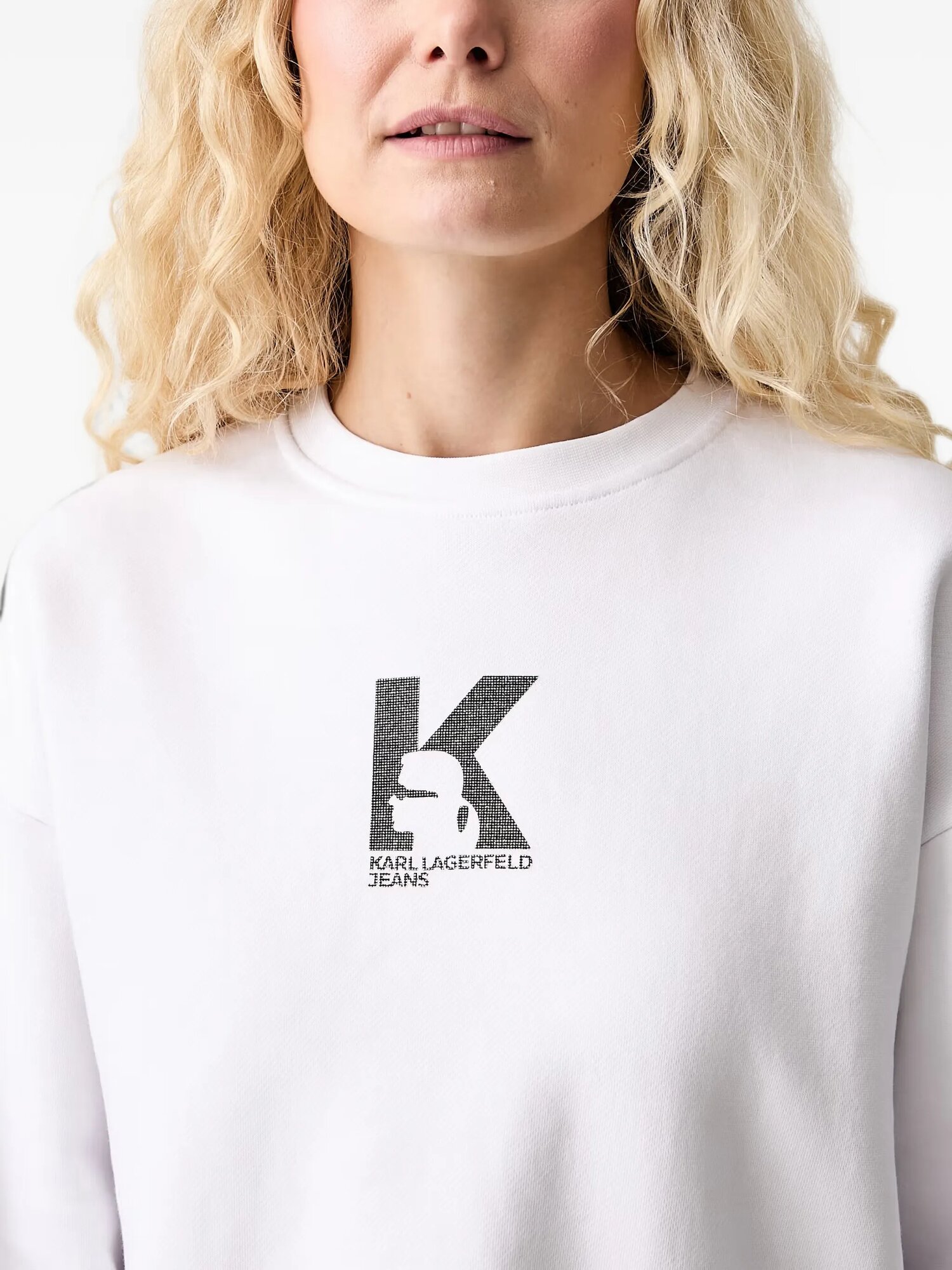 Толстовка KARL LAGERFELD JEANS Logo-print sweatshirt, размер 32, , бежевый/белый — фото 1