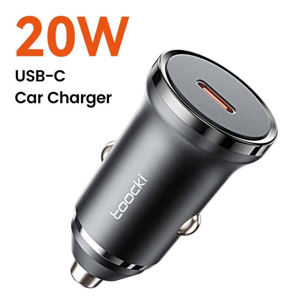 Toocki Быстрая Зарядка 20Вт Одиночный USB-C Автомобильное Зарядное Устройство Черный Зарядник Английская Упаковка