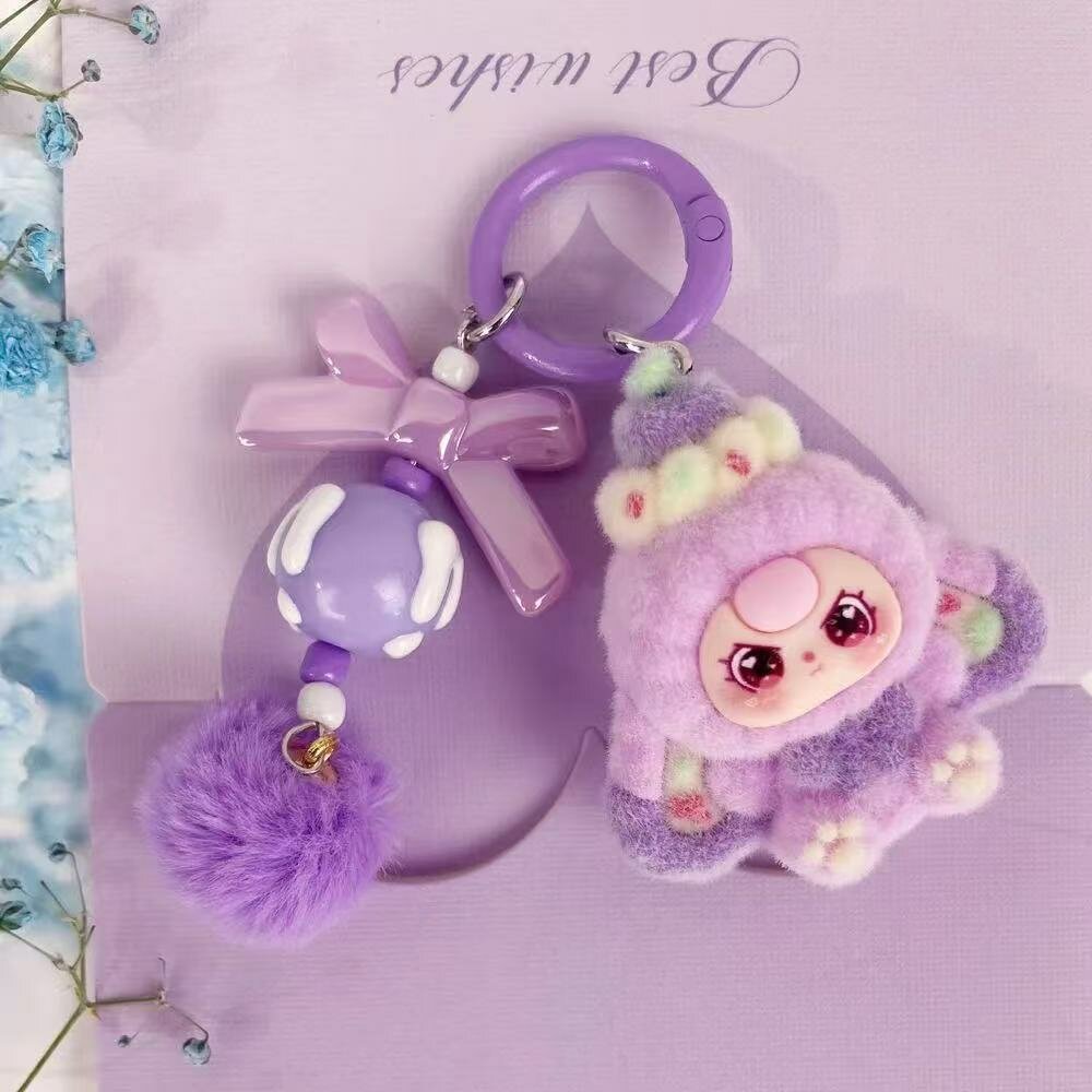 Плюшевая игрушка, Флокированная подвеска для сумки и мобильного телефона, компактный подарочный брелок, Фиолетовый