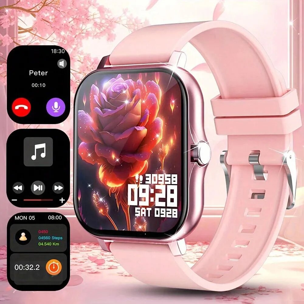 Женские умные часы Смарт-часы silicone silver с цветным сенсорным AMOLED экраном 1.99 дюйма, Bluetooth 5.0