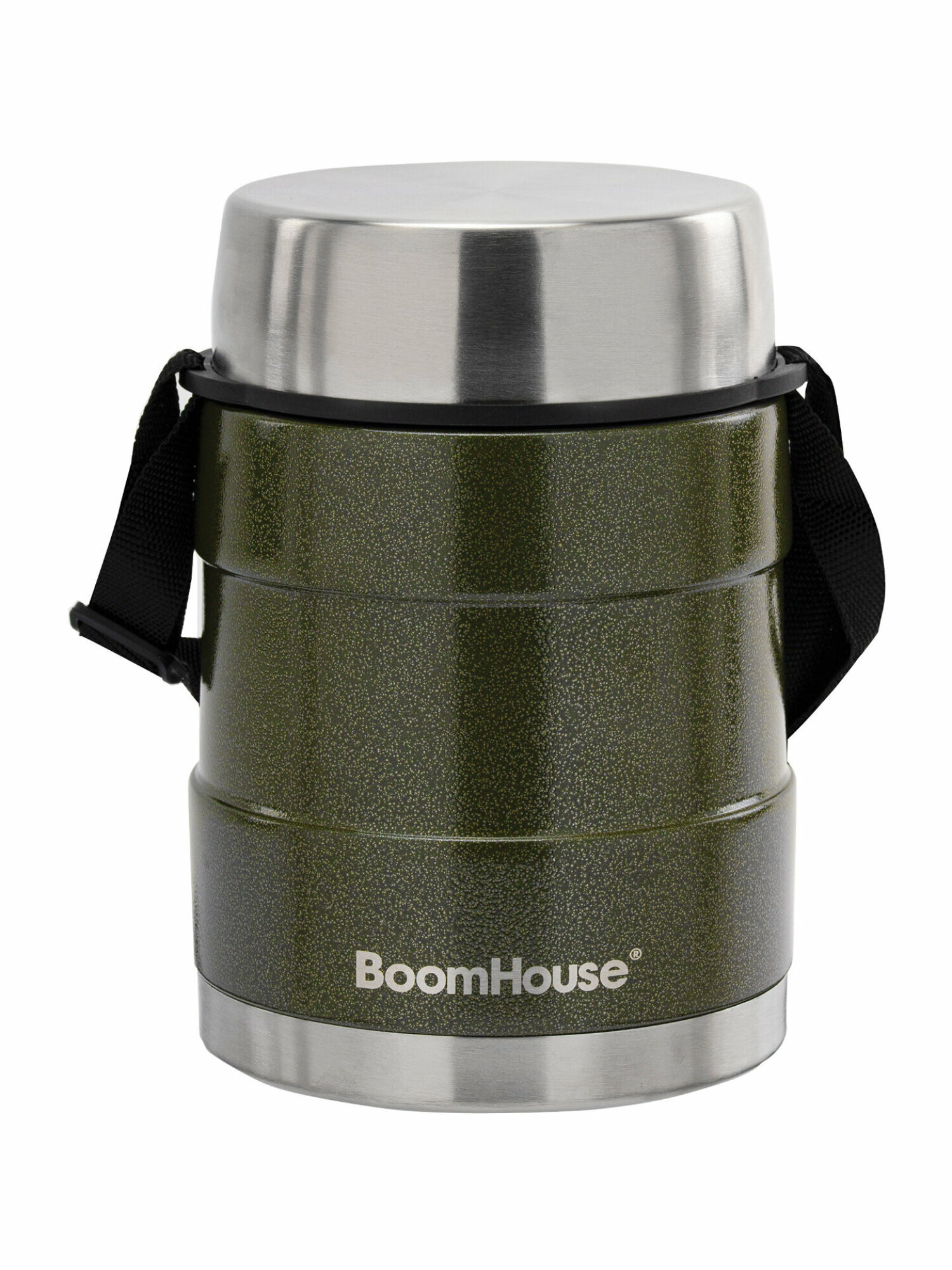 Термос BoomHouse для чая кофе еды 1200 мл с широким горлом и ремешком походный