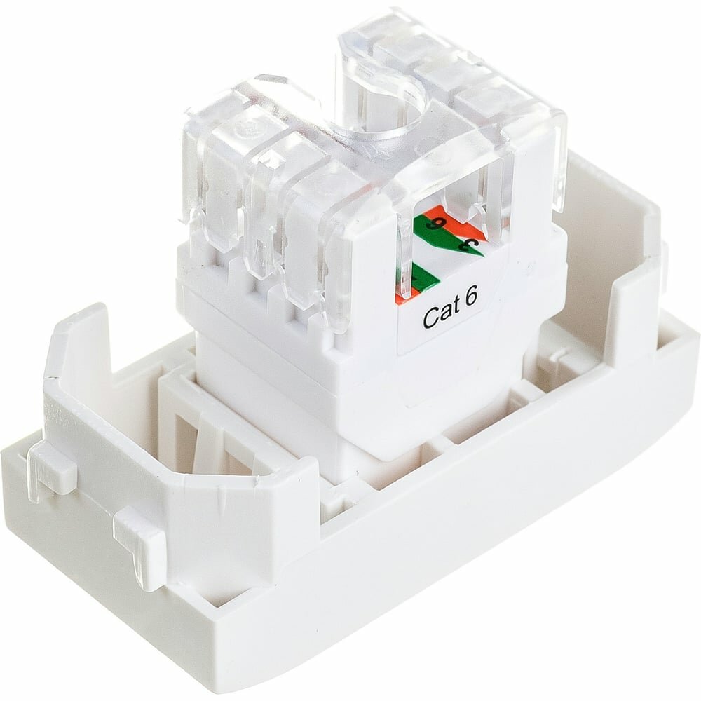 Компьютерная розетка DKC СП Brava 1 модуль RJ45 CAT.6 белая 76458B — фото 1