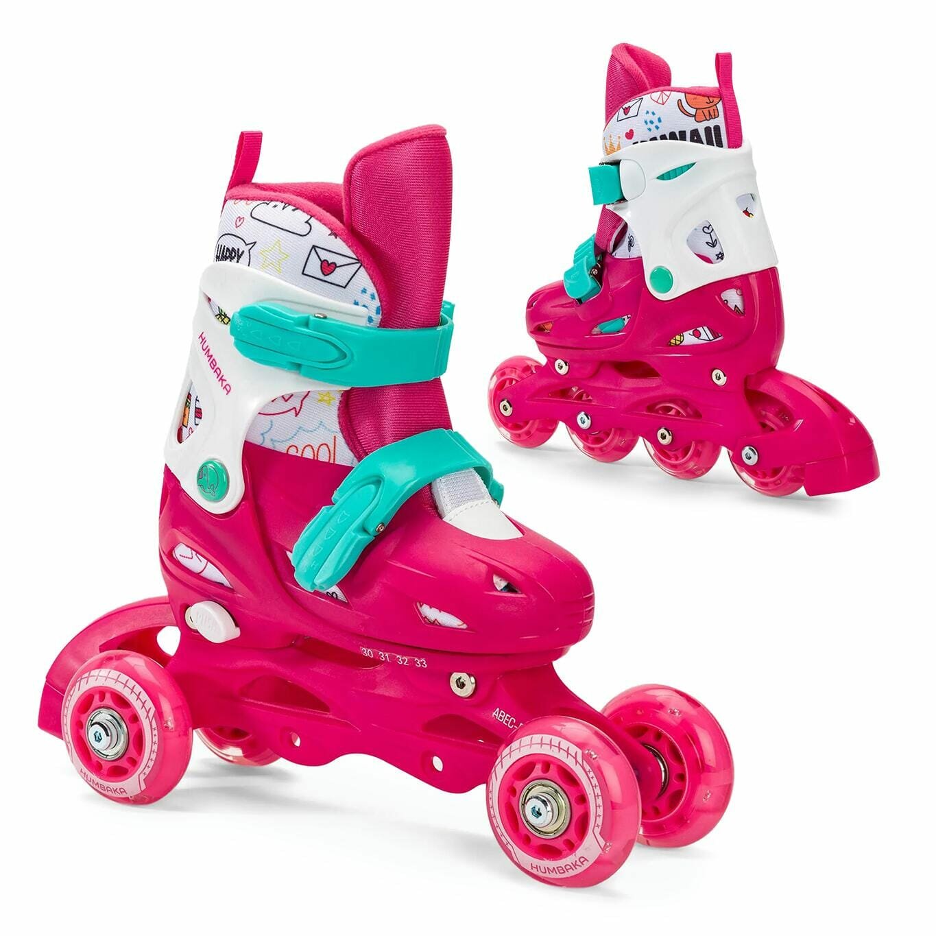 DECATHLON ролики Humbaka Starjet LED 3в1, розовый, 27-30