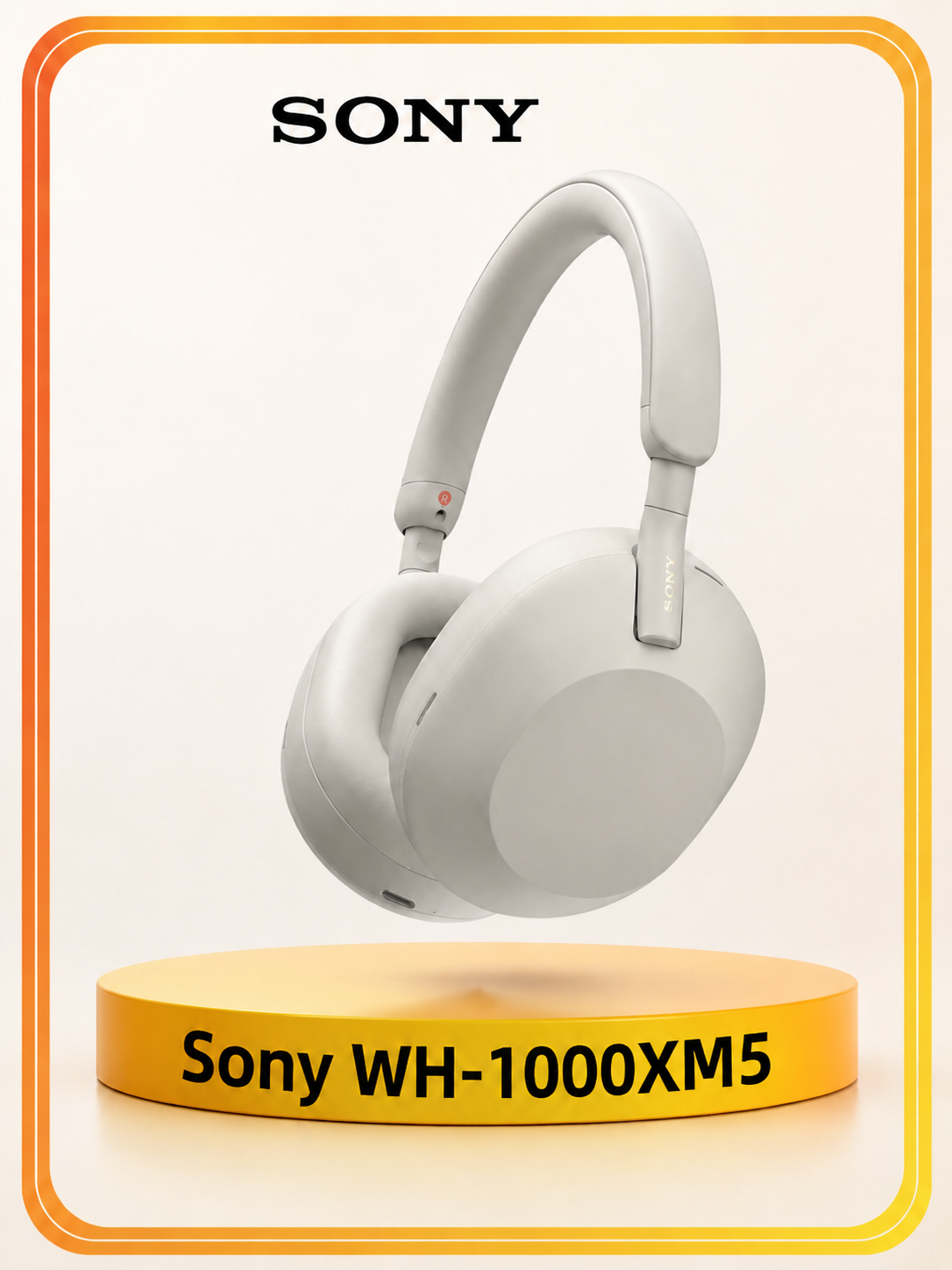 Sony Наушники беспроводные с микрофоном Sony WH-1000XM5, USB Type-C, серебристый