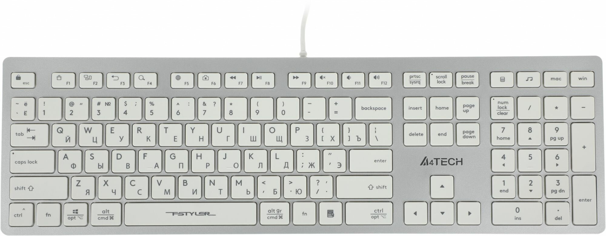 Клавиатура для компьютера A4Tech Fstyler FX50 белый USB slim Multimedia (FX50 WHITE)