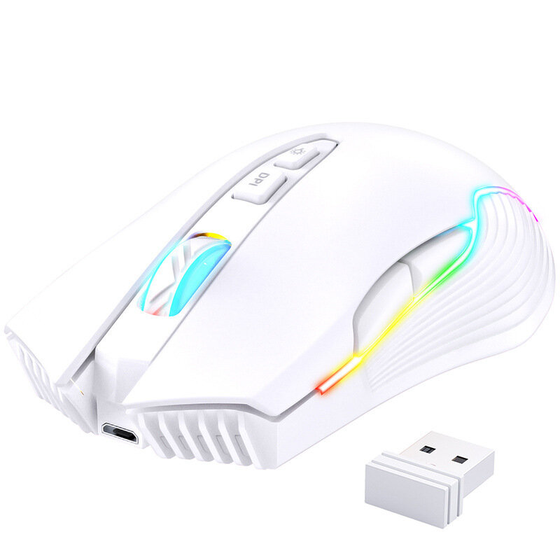 ONIKUMA CW905 Беспроводная игровая мышь 2.4GHz с RGB-подсветкой для ПК, офиса и домашнего использования - Белая