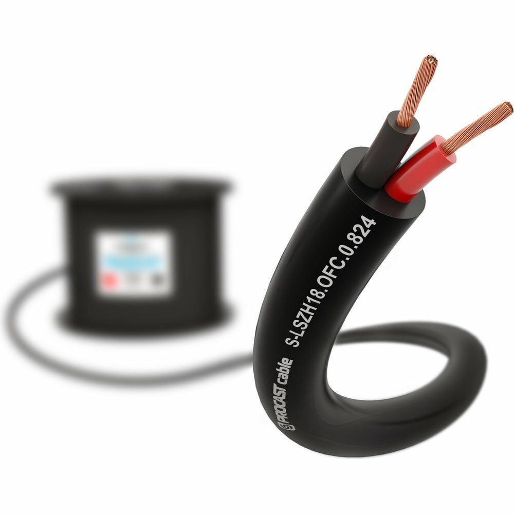 Акустический кабель PROCAST cable S-LSZH 18. OFC.0,824.3, 18AWG 2x0,824mm2, красно-черный, 3м НФ-00001806