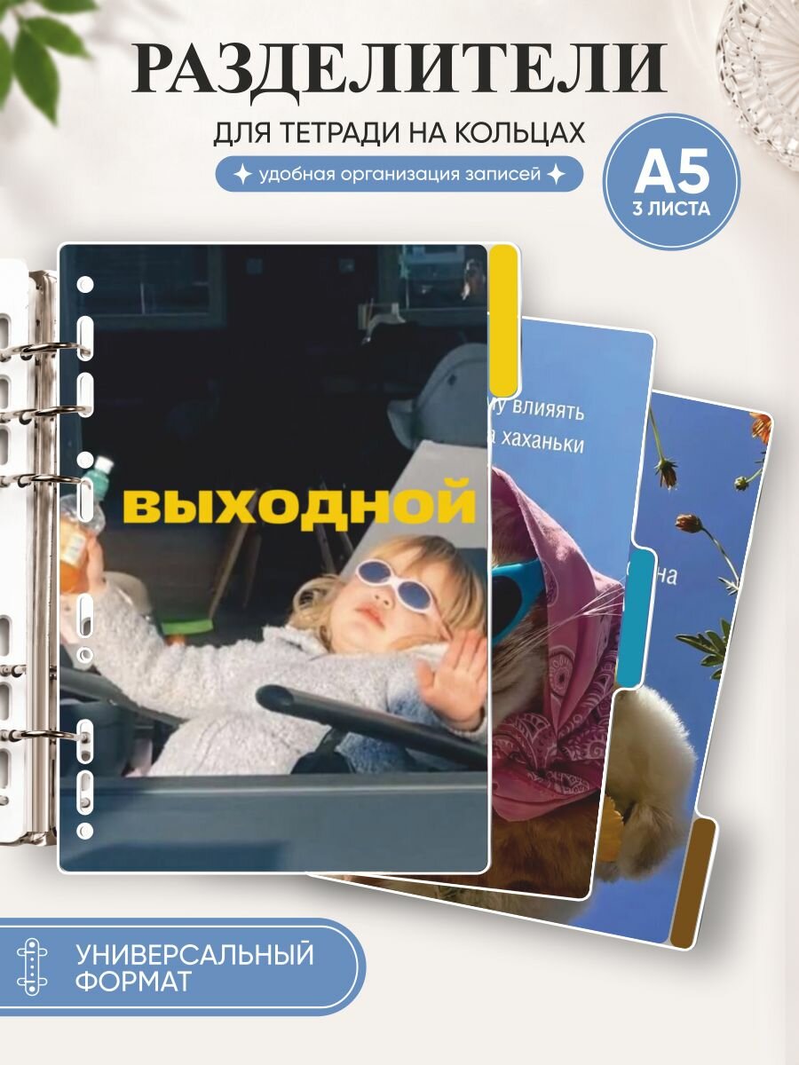Разделители для тетради на кольцах а5 с аффирмацией