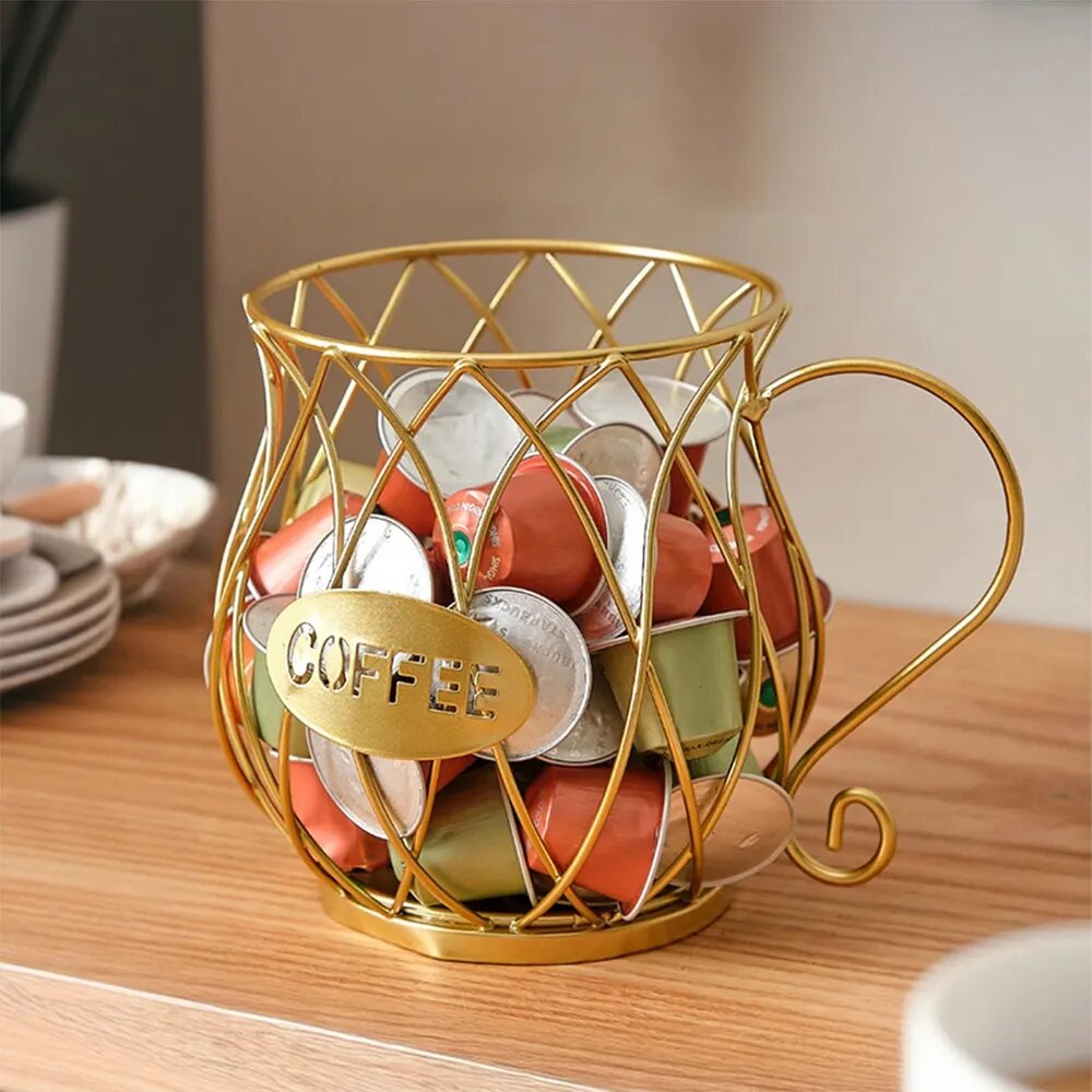 Контейнер для хранения кофейных капсул "COFFEE", золотой, металлический, 350 г