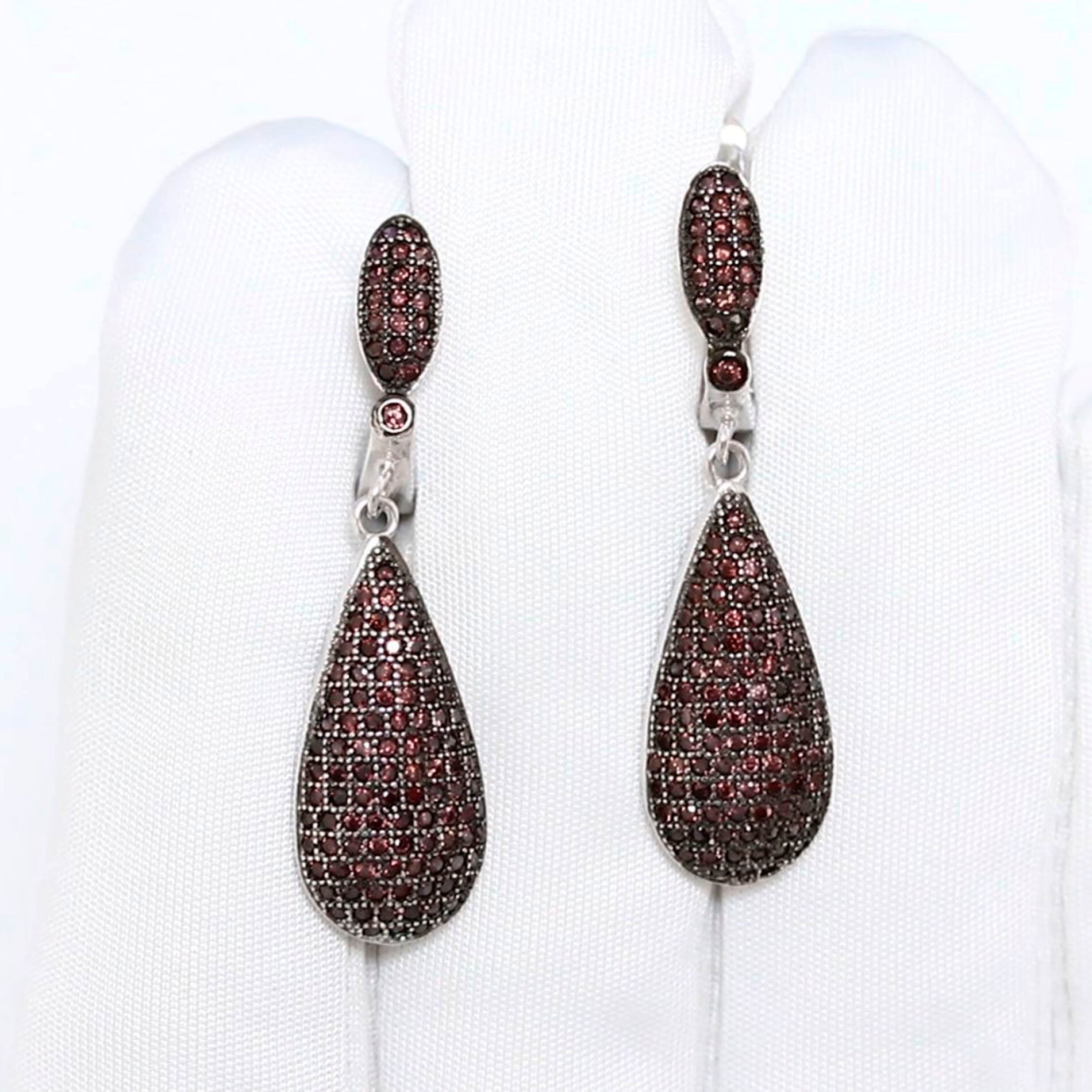 Серьги Diamant online, серебро, 925 проба, родирование, фианит, длина 3.8 см, , коричневый