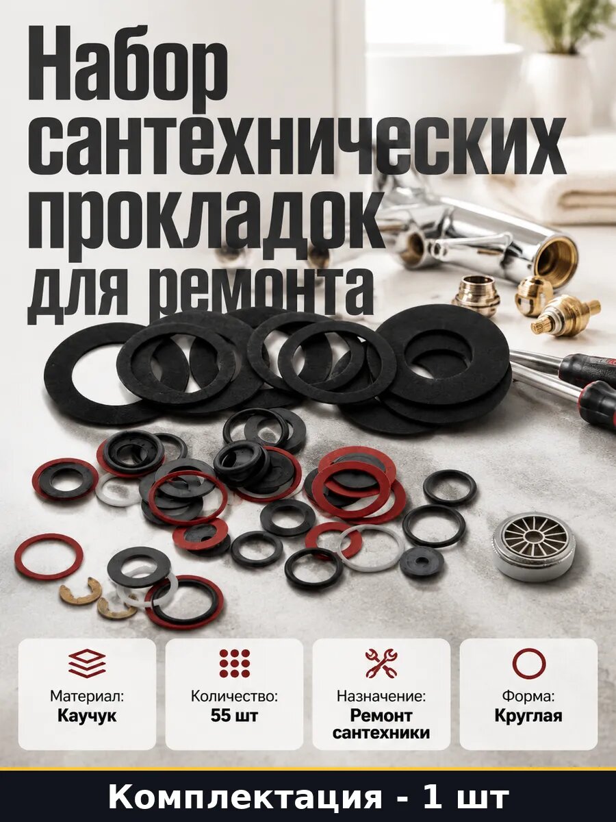 Набор сантехнических прокладок из каучука для ремонта воды
