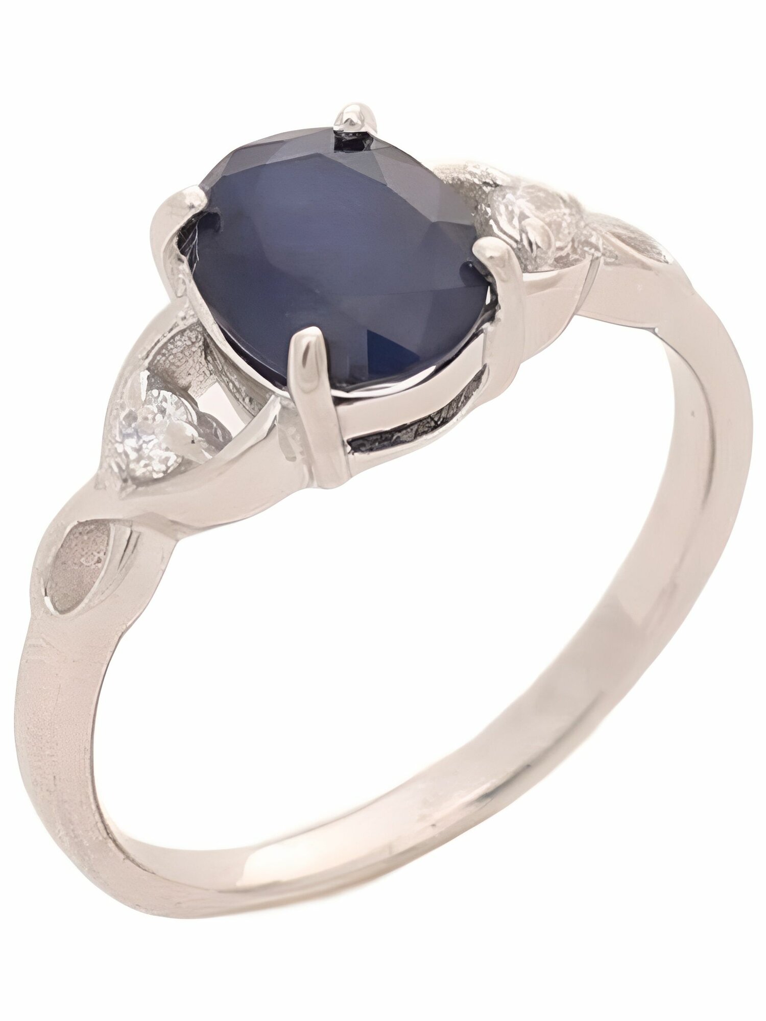 Кольцо, серебро, 925 проба, родирование, фианит, сапфир