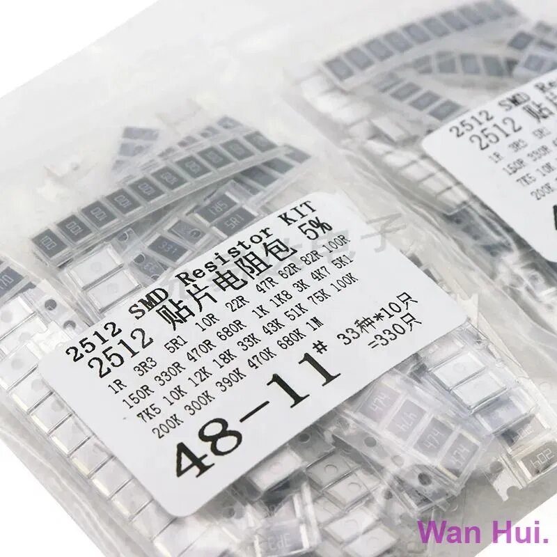 Пакеты резисторов 330 SMD, набор прецизионных мощных резисторных элементов