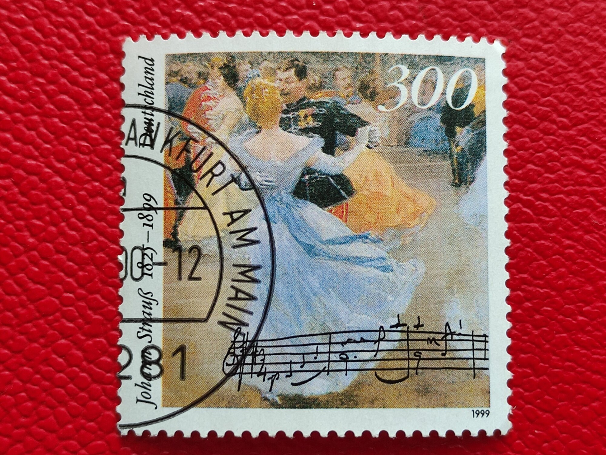 Марки Германия 1999. Серия: "100-летие со дня смерти композитора Иоганна Штрауса". Гашение - см фото