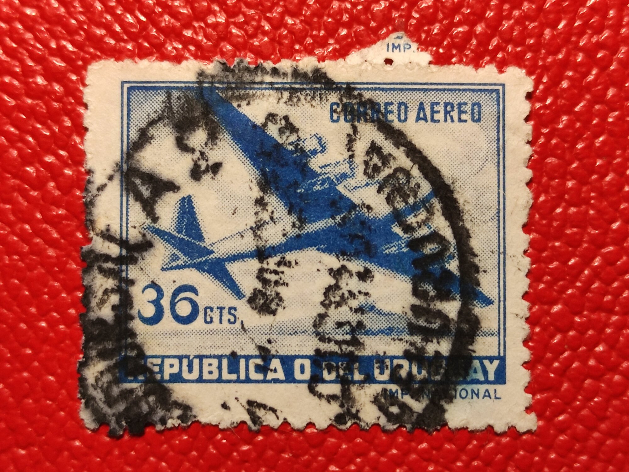 Марки Уругвай 1947. Транспорт/самолет: "Авиапочта". Гашение. Редкость - См фото