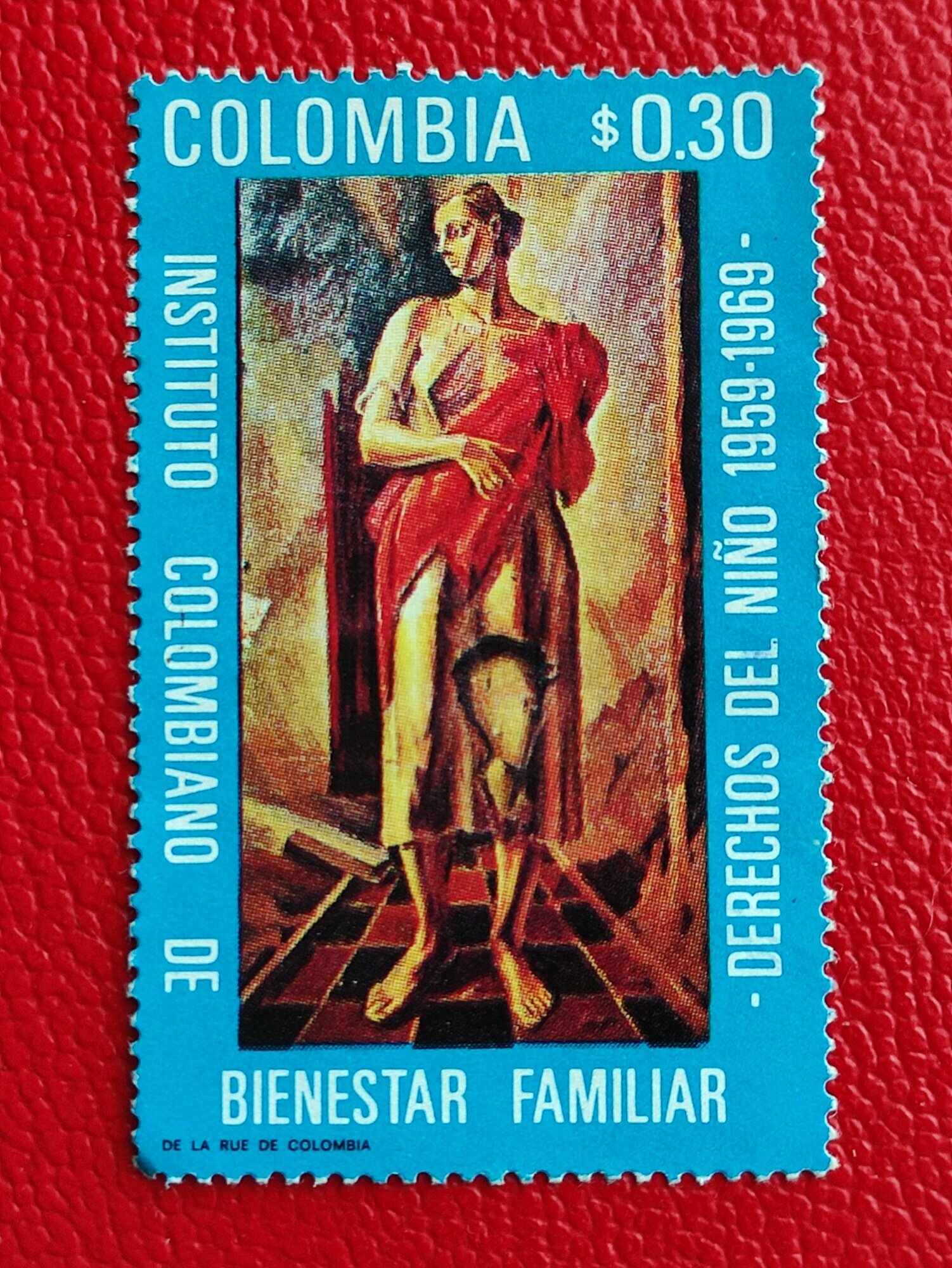 Марки Колумбия 1970. Картина - Мать и ребёнок. Чистая Серия: "10 лет Колумбийскому институту семейного благополучия". См фото.