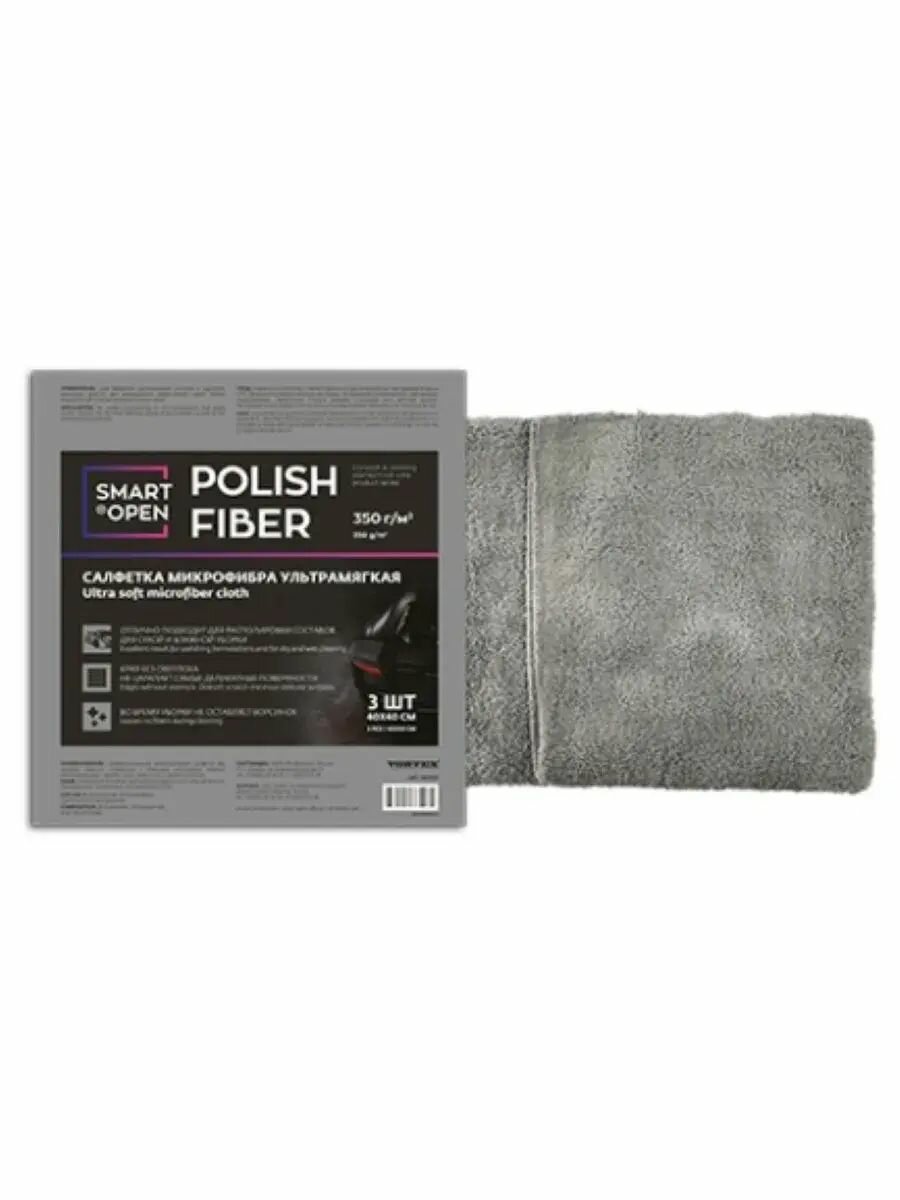 Салфетка микрофибра ультрамягкая POLISH FIBER 350г/м 40х40 (3шт.)