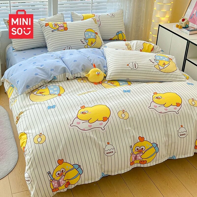 Комплект постельного белья Miniso Dun Dun Chicken из чистого хлопка: четырехкомплектный набор и трехкомплектный набор