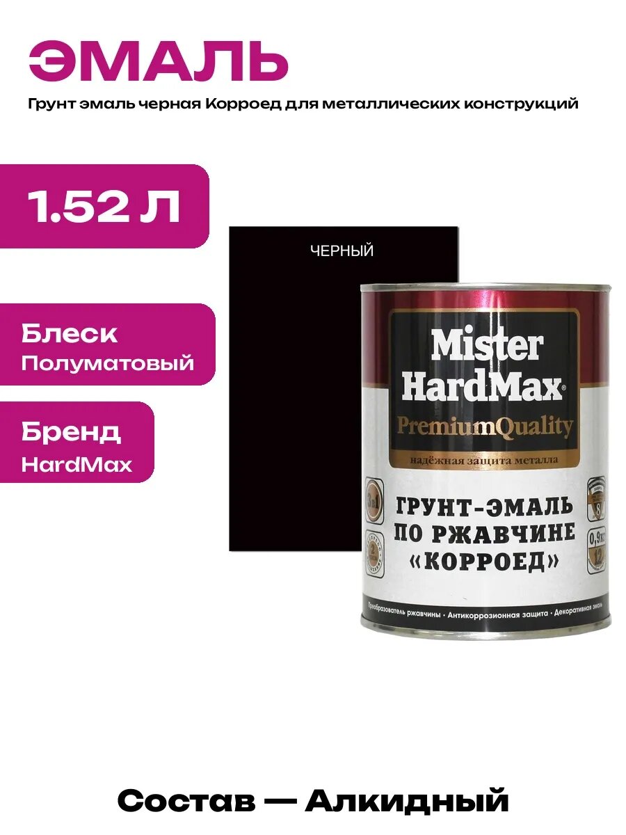 Грунт эмаль Корроед черная по ржавчине алкидная для металла