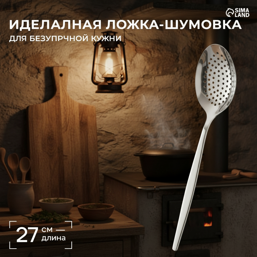 Ложка для пены 27х6 см толщина 2 5 мм серебристый цвет проф