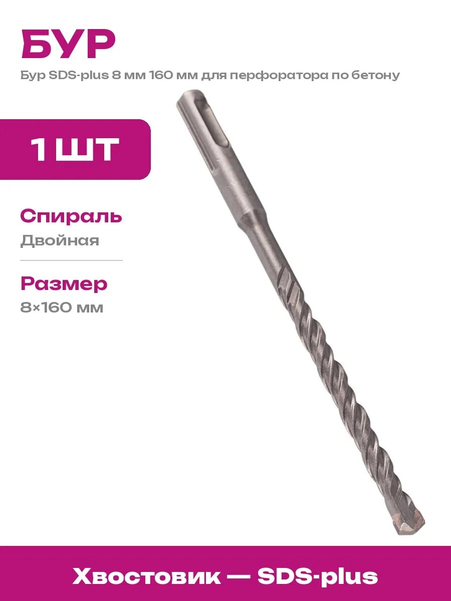 Бур для бетона 8х160 мм SDS plus сверло для перфоратора