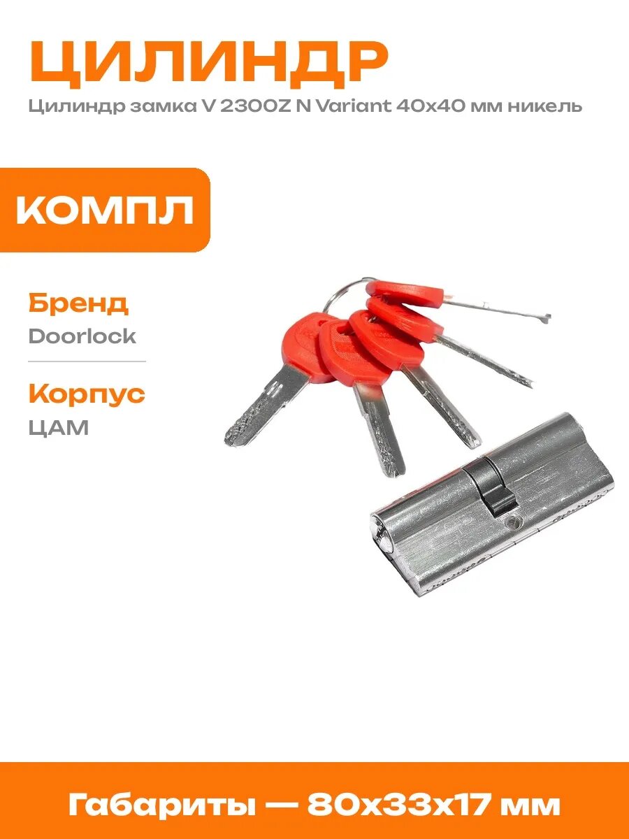 Личинка замка перфорированный ключ 40х40 мм никелированная