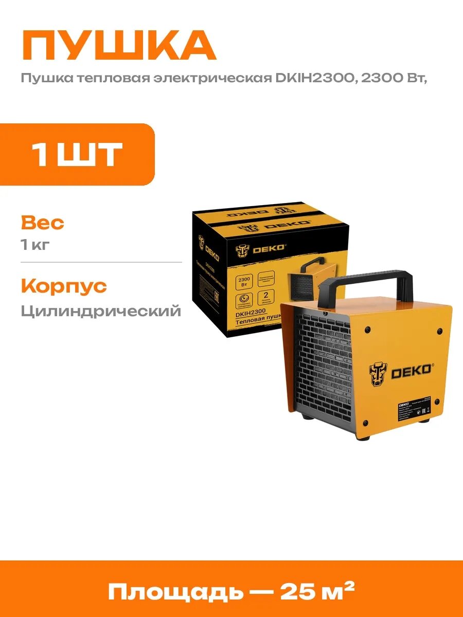Тепловая пушка электрическая 2300 Вт для помещений 25 м2