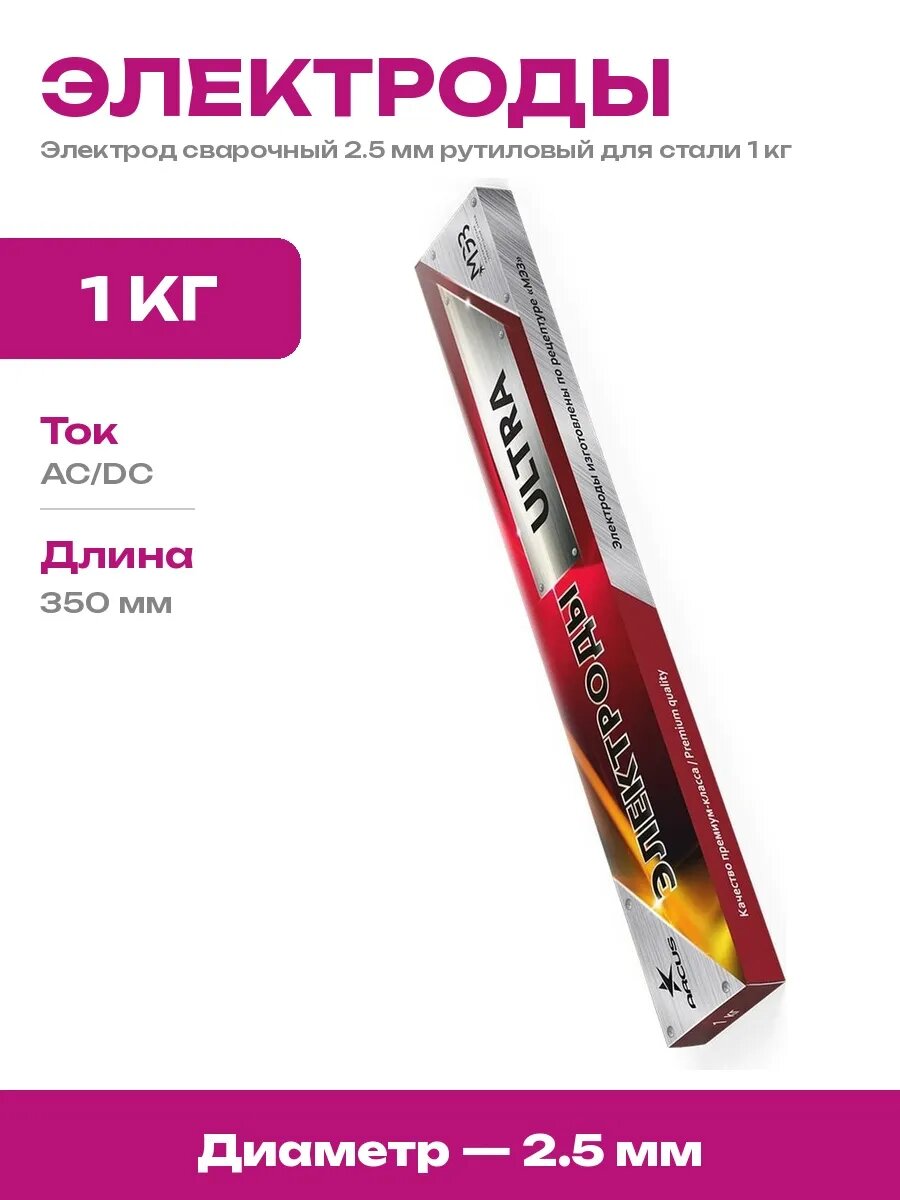 Электроды сварочные 2.5 мм 1 кг рутил целлюлозное покрытие