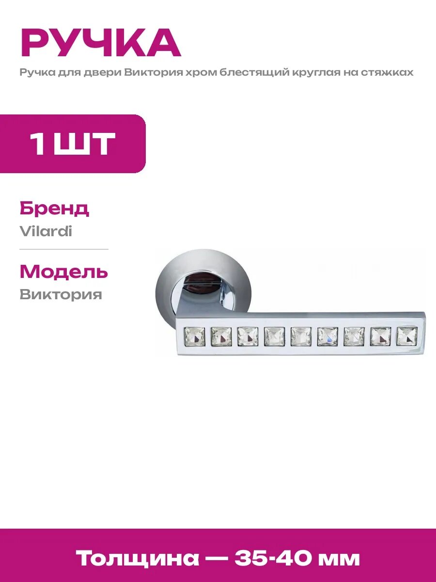 Комплект ручек для межкомнатных дверей Виктория хром круглая