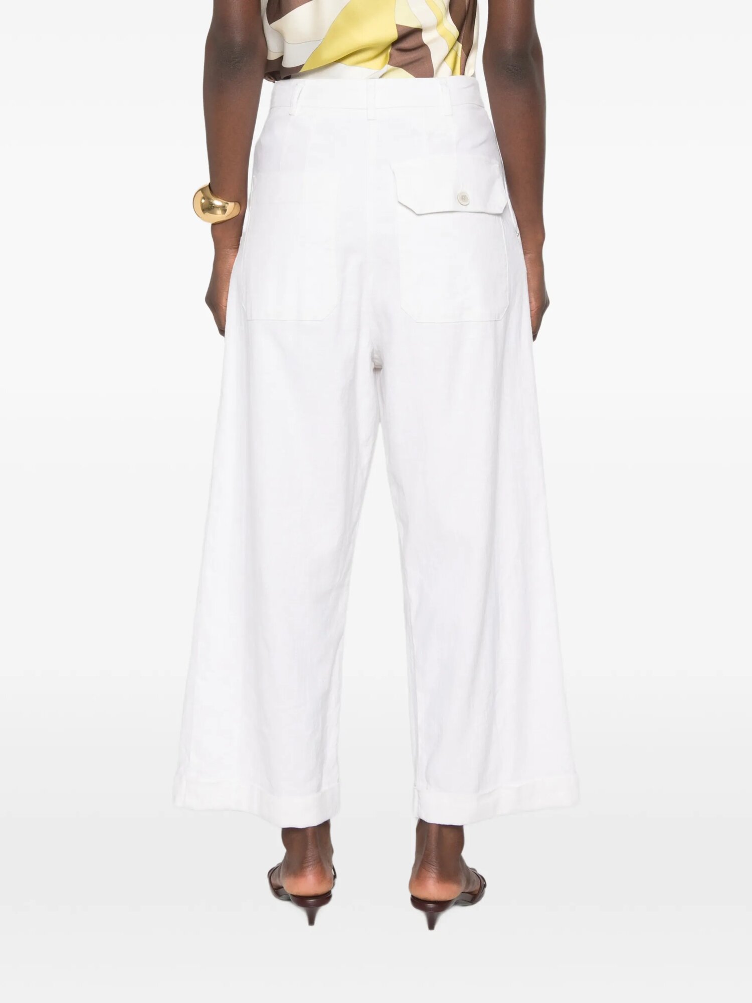 Брюки  Wide-leg trousers, размер 46, бежевый/белый — фото 1