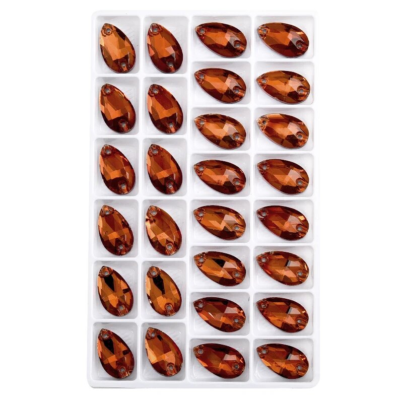 Оранжевые каплевидные стразы 17x28mm (12шт) P21 Coffee