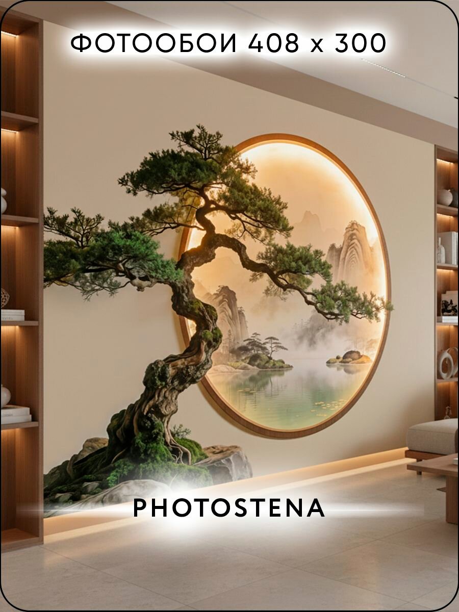 Фотообои 3D на стену флизелиновые встык PHOTOSTENA 3D Дерево 4,08 х 3 м 12,24 м2