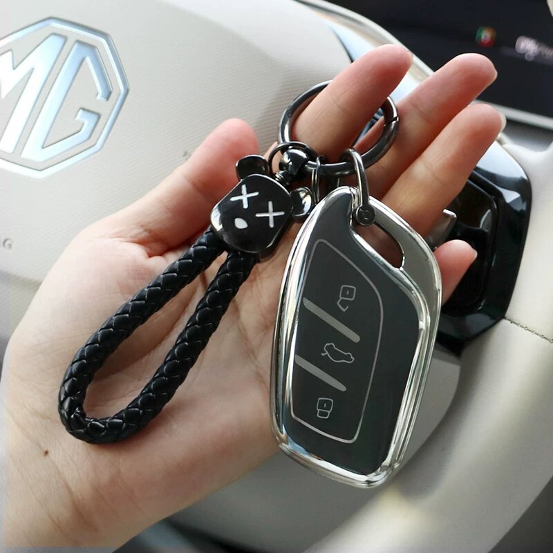 MG4 Автомобильный Чехол для Ключа из TPU, Черный Цвет, Дизайн XX Медведя с Ключевым Кольцом