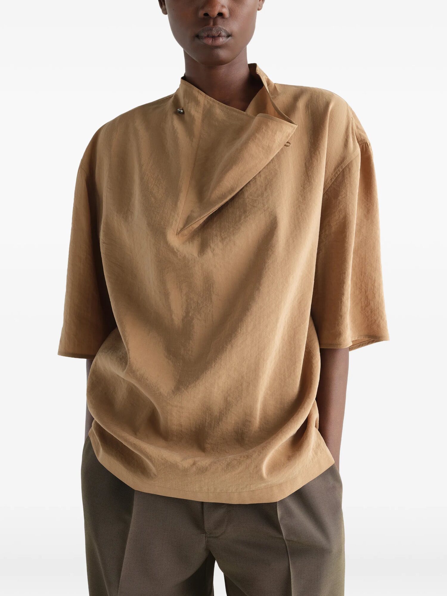 Топ LEMAIRE Soft collar top in dry silk, размер 34 — фото 1