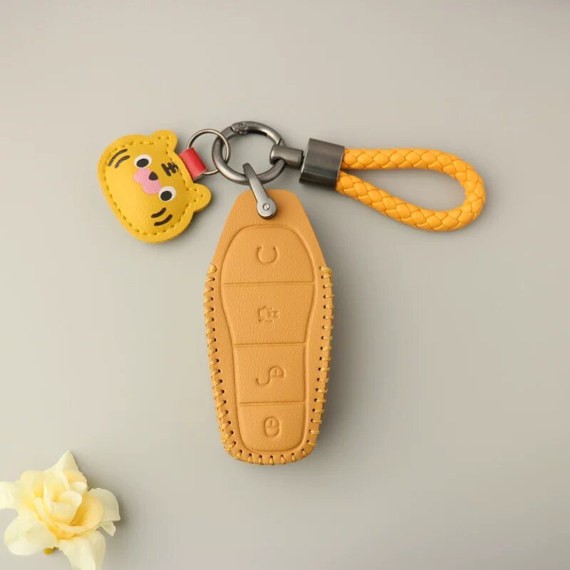 Украшение для ключей BYD для моделей Seal 06, Qin L, Dolphin, Ocean - стиль E, желтый с желтой плетеной лентой и